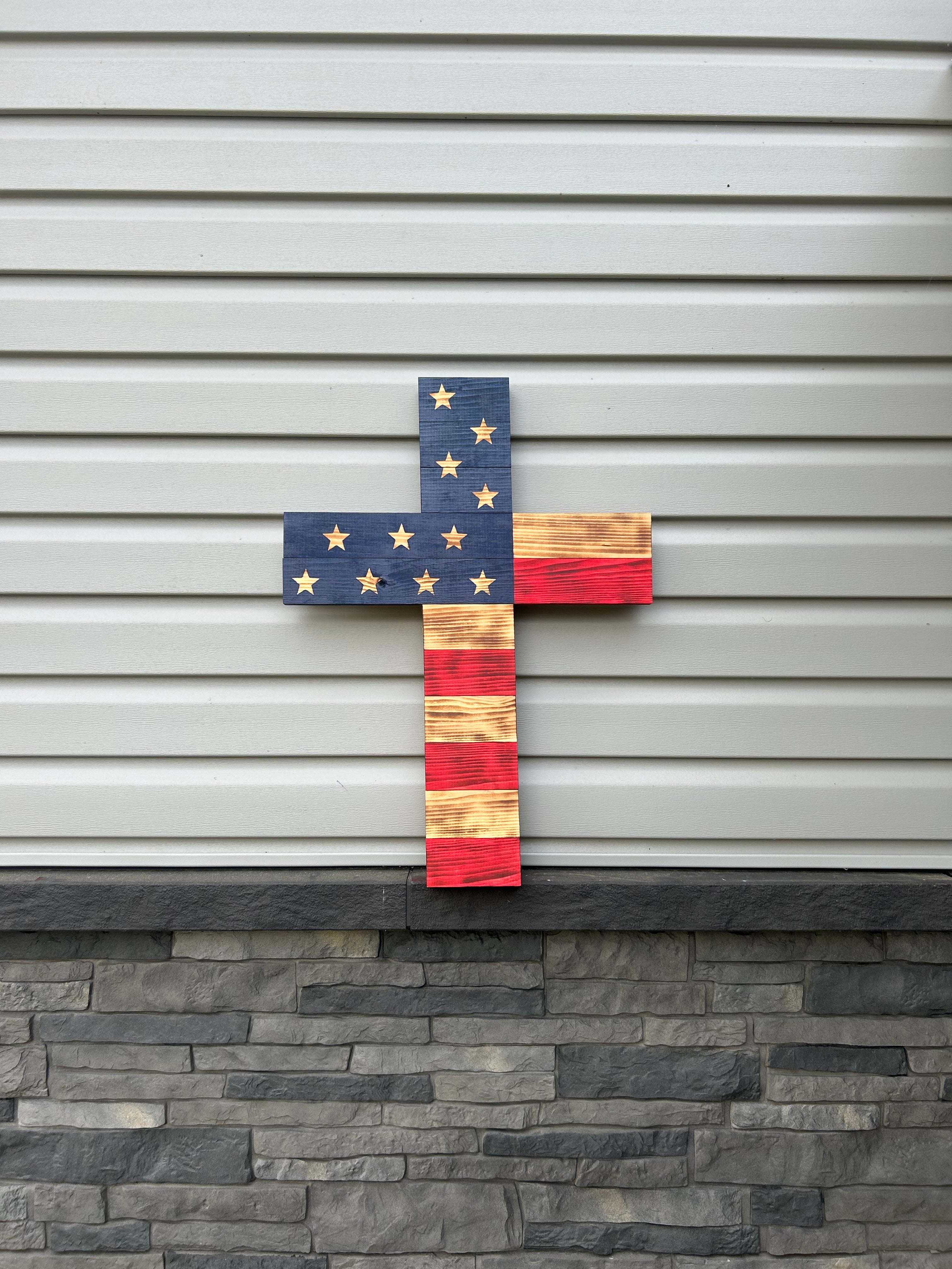 The Faith & Freedom Cross – Wooden Flag USA
