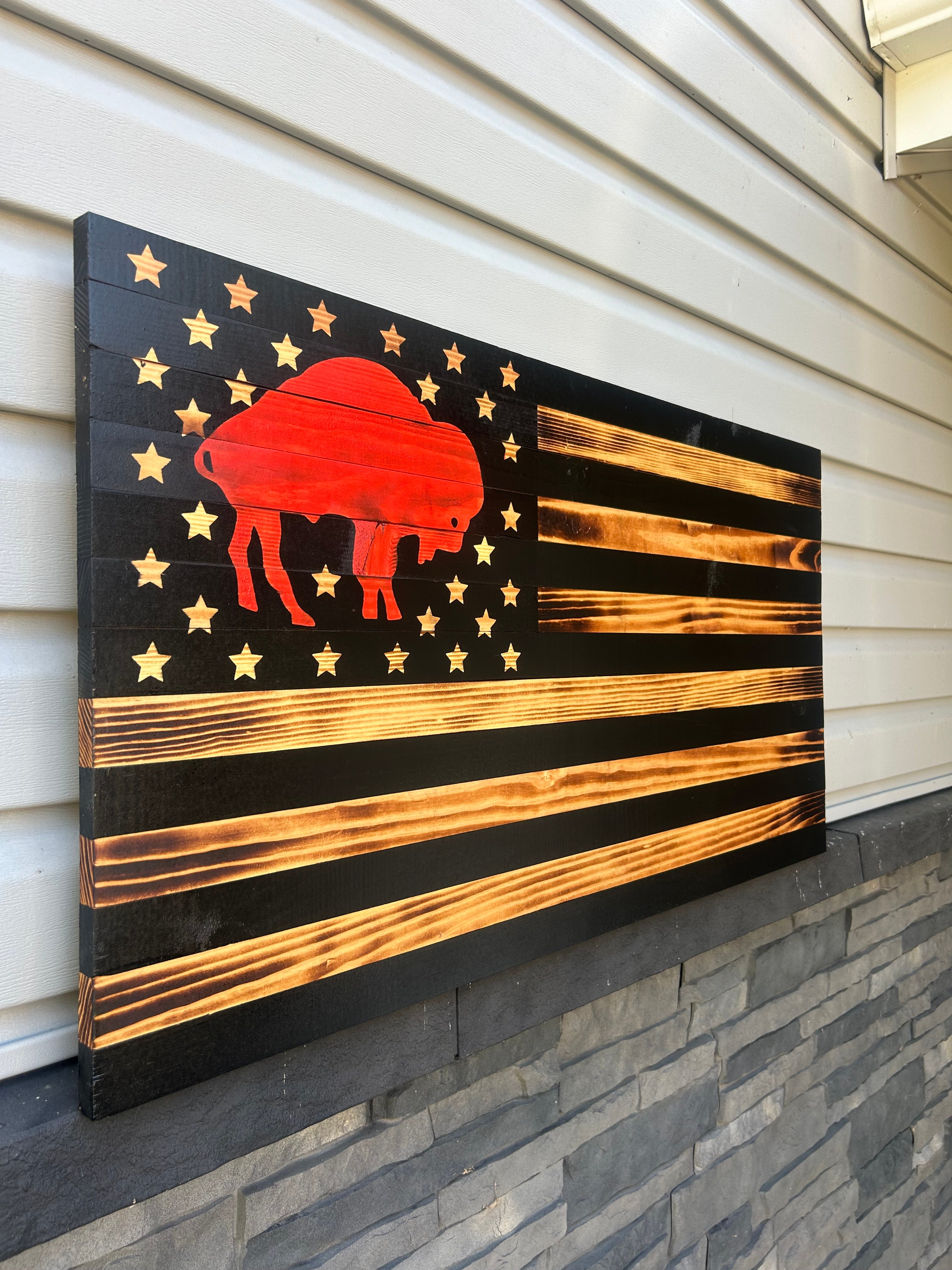 Burnt Buffalo Flag – Wooden Flag USA